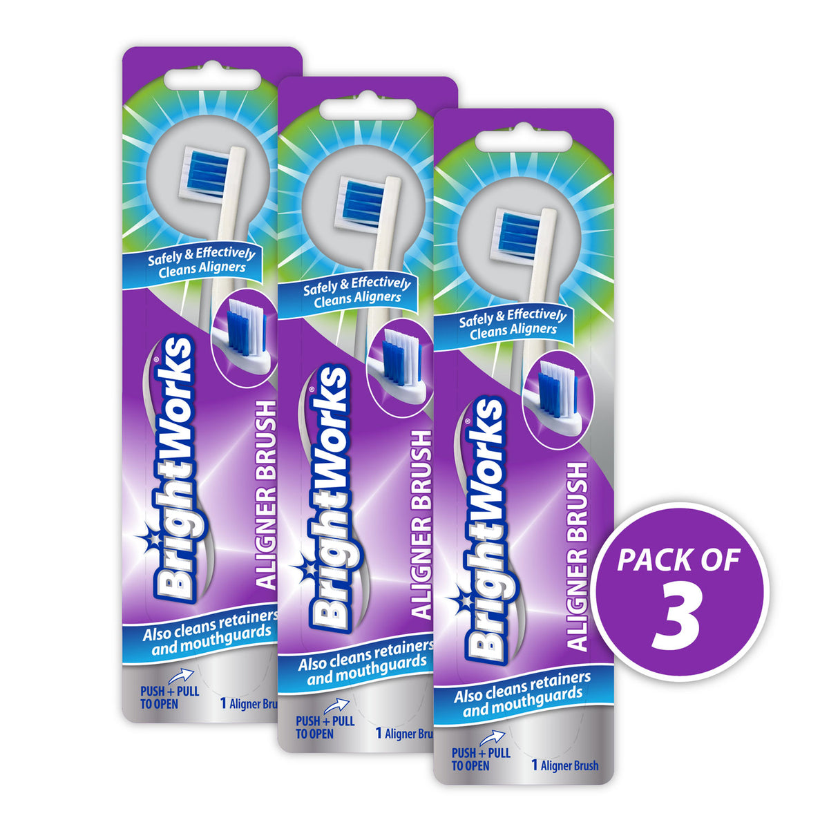 BrightWorks Aligner Brush - Clean aligners retainers mouthguards - 3PC ...